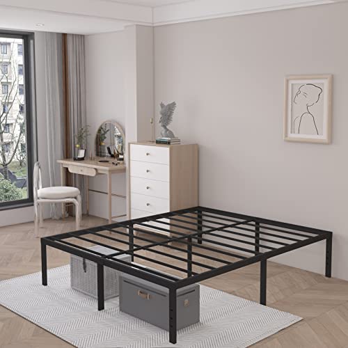 DURISO King Size Bed Frame 18 Inch High King Bed Frame Platform Heavy Duty Sturdy Metal Steel Max 3500lbs Easy to Assemble No Box Spring Needed Black