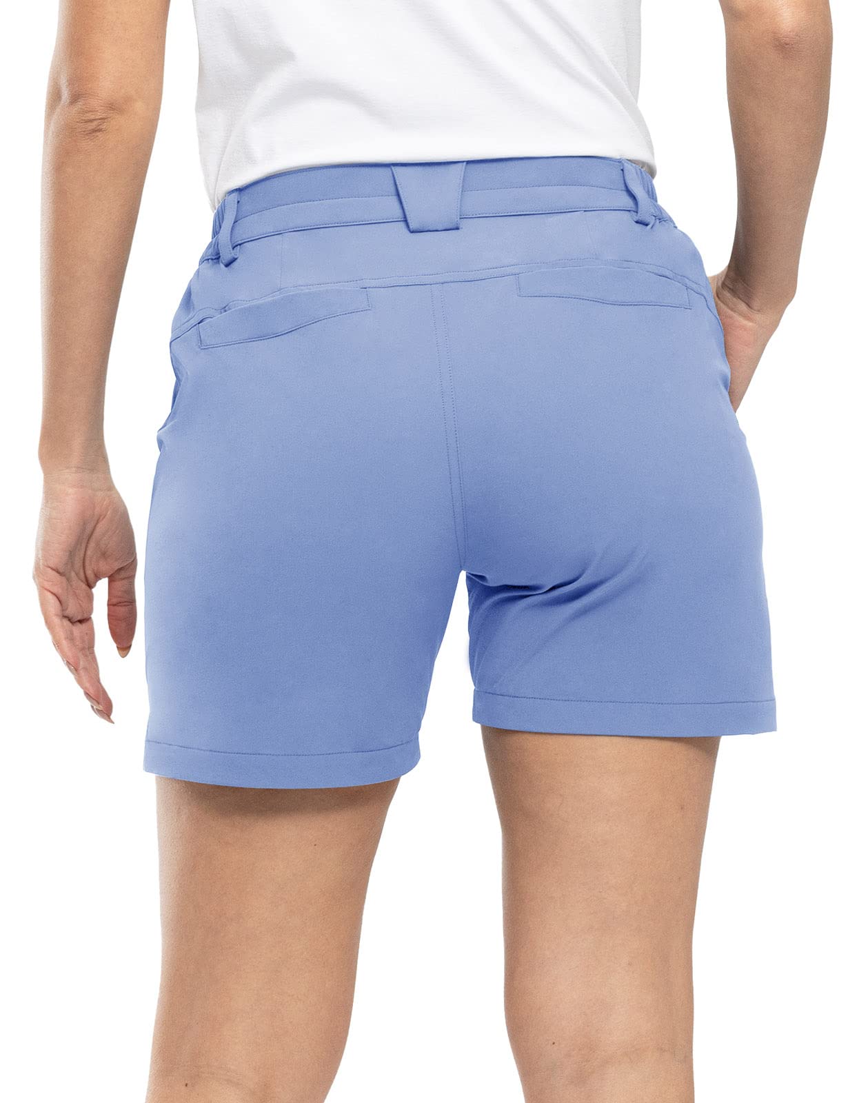 TBMPOY Women's 5'' Golf Hiking Shorts Quick Dry with 5 Pockets Stretch Athletic Casual Summer Trip Water Resistant Blue Purple XL