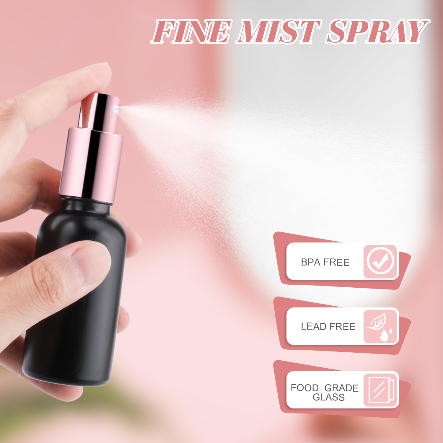 DMuuuDM 6 Pack 1 Oz Black Frosted Glass Spray Bottles,Empty Perfume Fine Mist Atomizer,Essential Oils,Body Sprays-Funnel&Pipette Included