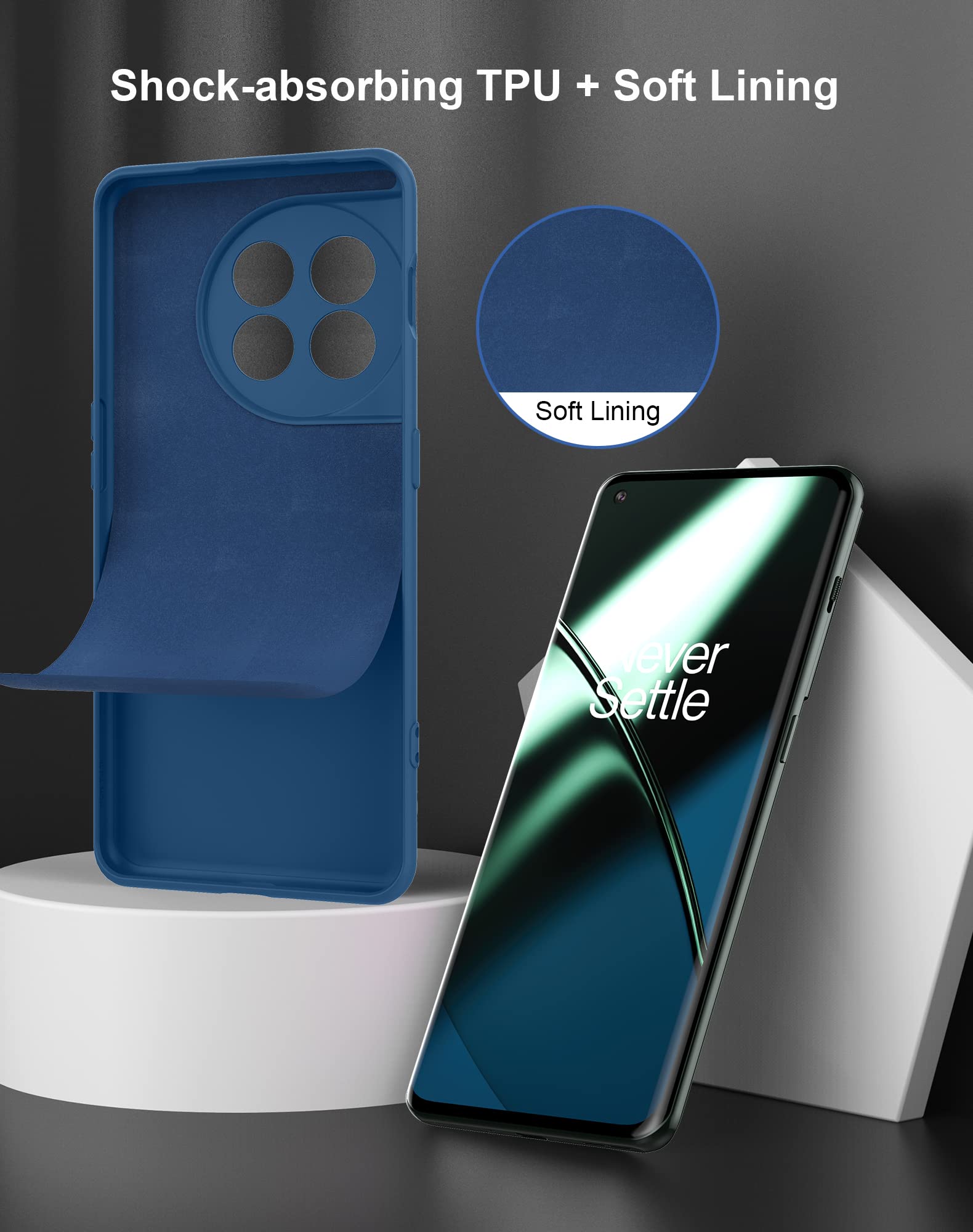 Foluu Silicone Case for OnePlus 11, Liquid Gel Rubber Bumper Case with Soft Microfiber Lining Cushion Slim Hard Shell Shockproof Protective Cover for OnePlus 11 5G 2023 (Blue)