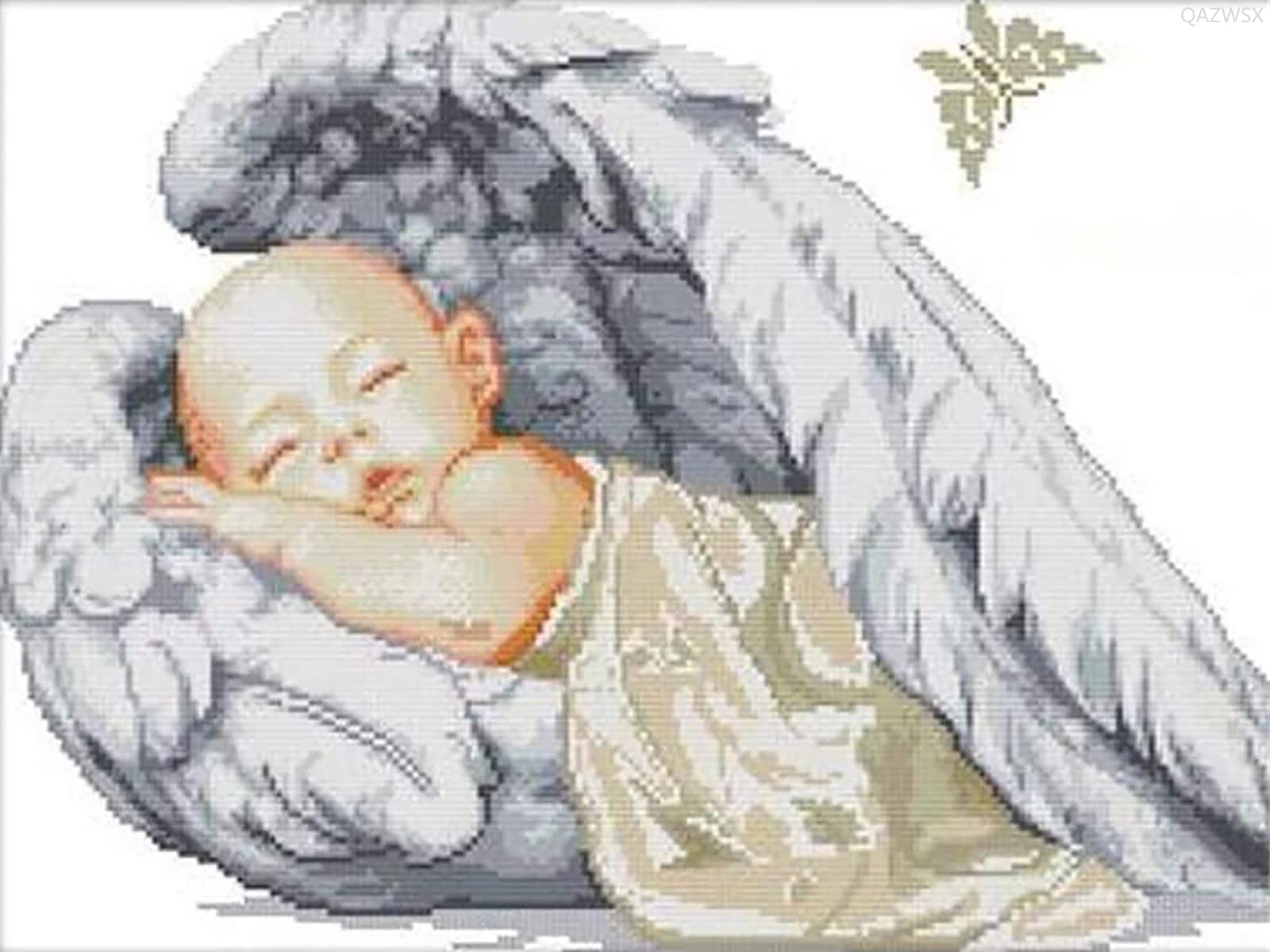 QAZWSX Diamond Painting by Number Kits Angel Baby (30x40cm/12x16in) Full Drill DIY 5D Diamond Art Pictures Crystal Cross Stitch Canvas Embroidery Gift for Home Living Room Bedroom Wall Decor