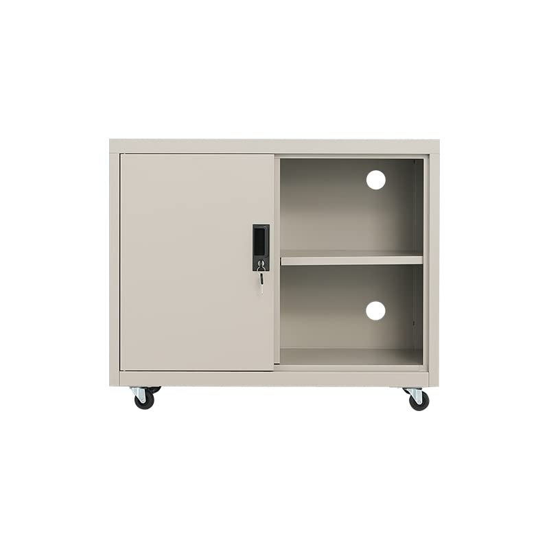 Fumedo Metal Mobile Lateral File Cabinet, Storage Locker,Printer Stand with Open Storage Shelves for Office,School,Home,Living Room. (Gray)