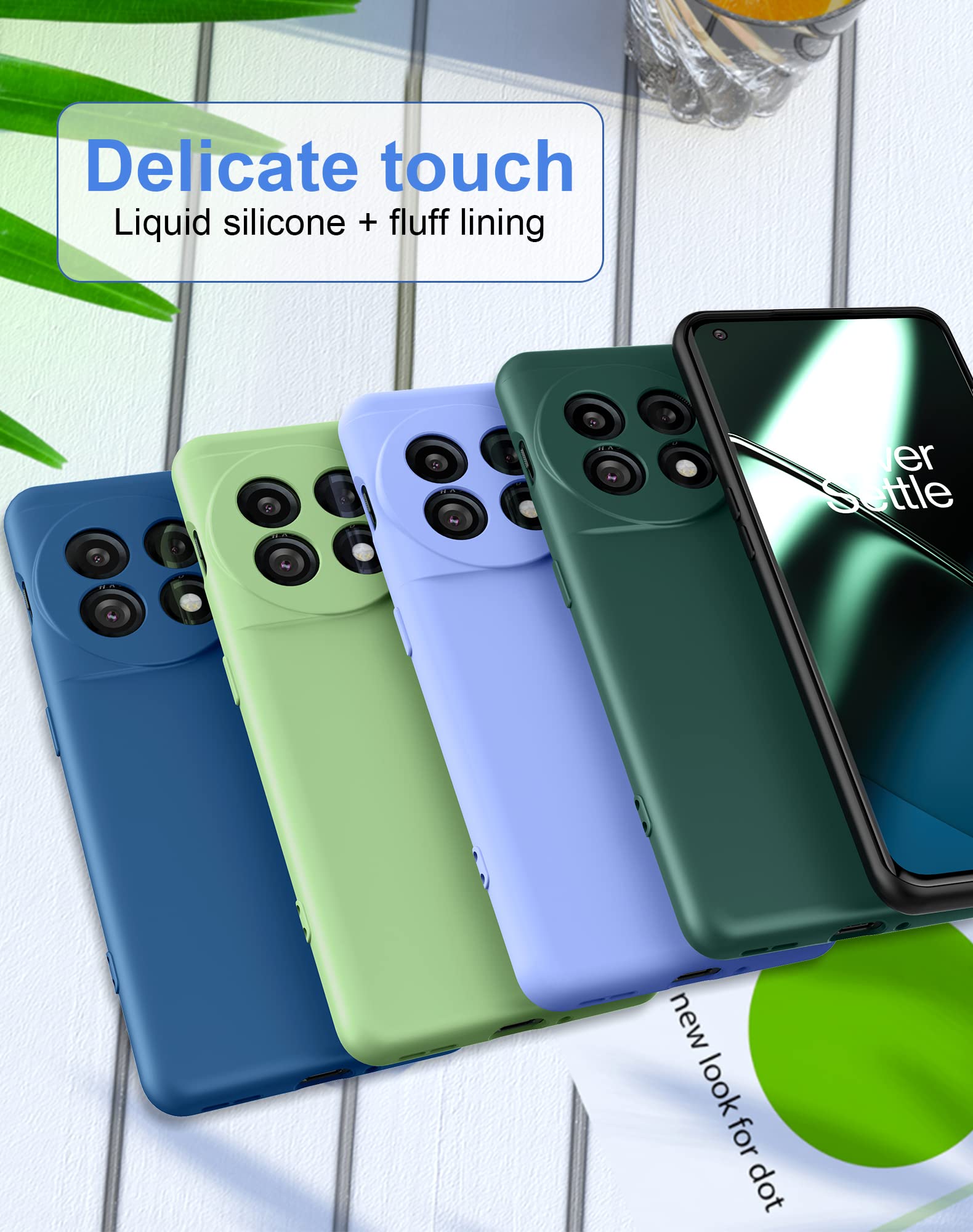 Foluu Silicone Case for OnePlus 11, Liquid Gel Rubber Bumper Case with Soft Microfiber Lining Cushion Slim Hard Shell Shockproof Protective Cover for OnePlus 11 5G 2023 (Blue)