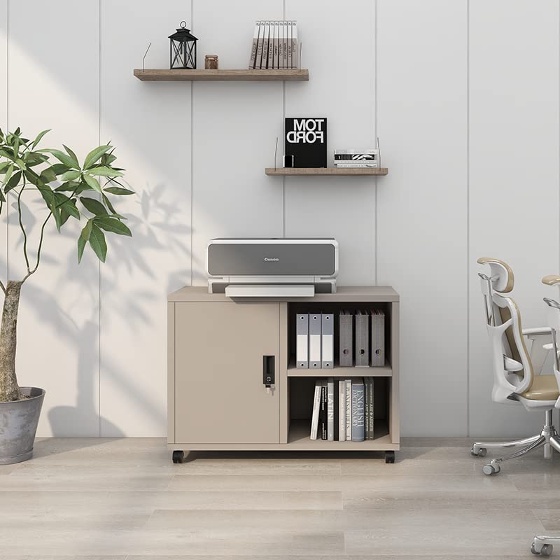 Fumedo Metal Mobile Lateral File Cabinet, Storage Locker,Printer Stand with Open Storage Shelves for Office,School,Home,Living Room. (Gray)