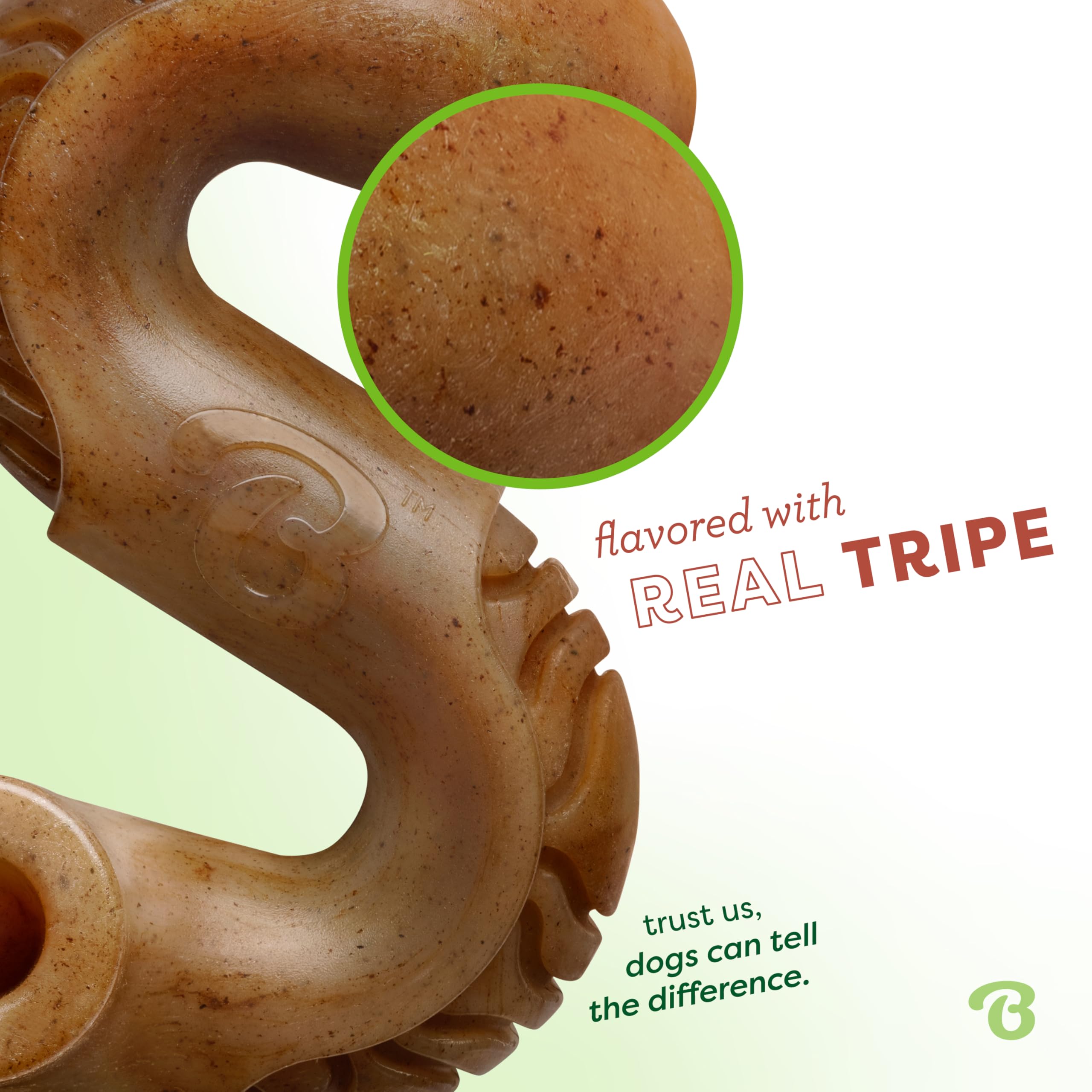 Benebone Tripe Bone Durable Dog Chew Toy for Aggressive Chewers, Real Tripe, Made in USA, Small