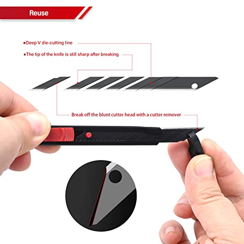 EHDIS 3PCS Retractable Utility Knife Vinyl Craft Box Cutter with 10PCS 9mm Snap Off Blade Film Cutting Knife for Cartons, Cardboard Vinyl Wrap and Boxes, Perfect for Office and Home Use