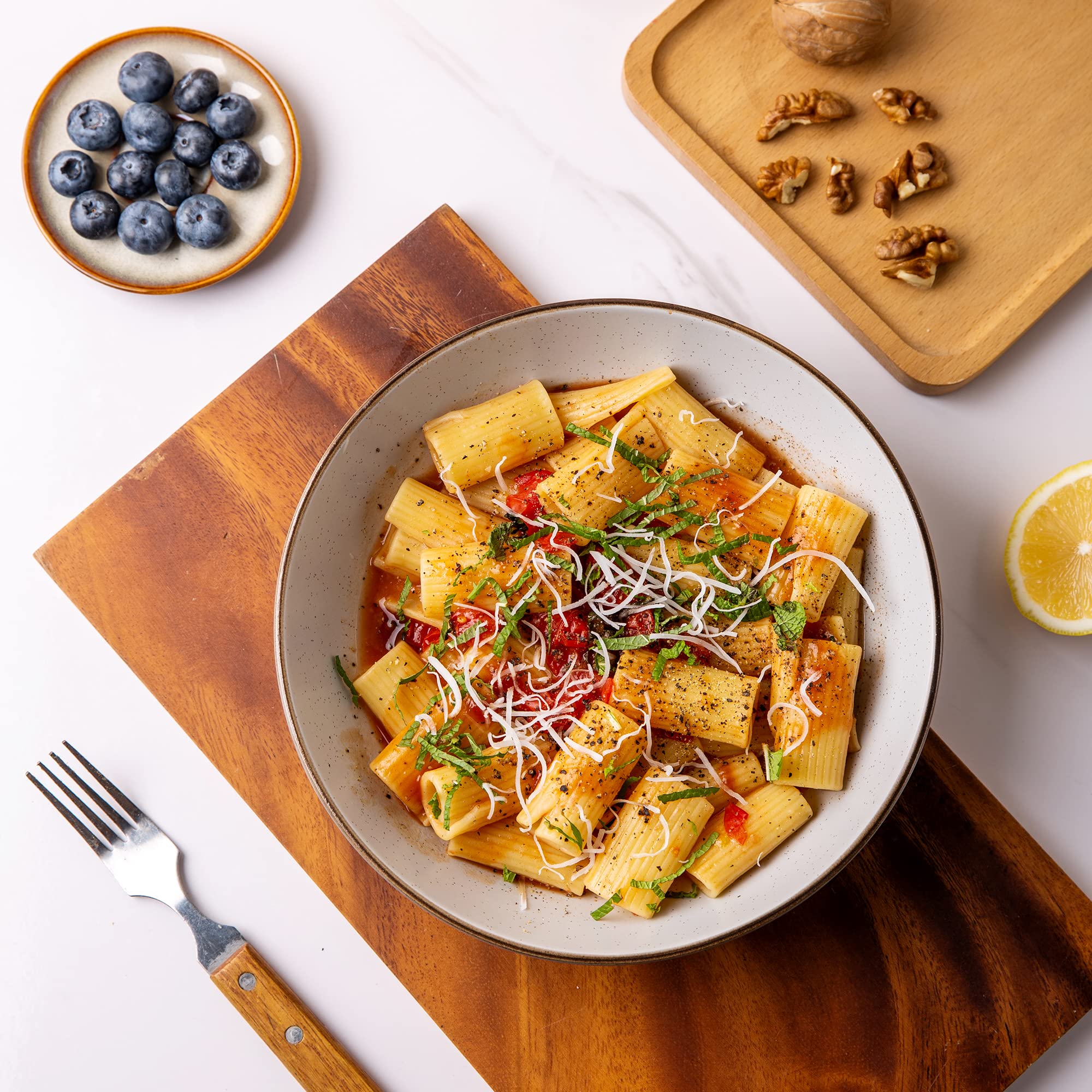 AmorArc 8.5'' Stoneware Pasta Bowls, 32oz Large Speckled Bowls Set of 4 for Kitchen, Wide & Flat Bowls for Pasta,Salad,Oatmeal, Microwave&Dishwasher Safe, Matte Gray