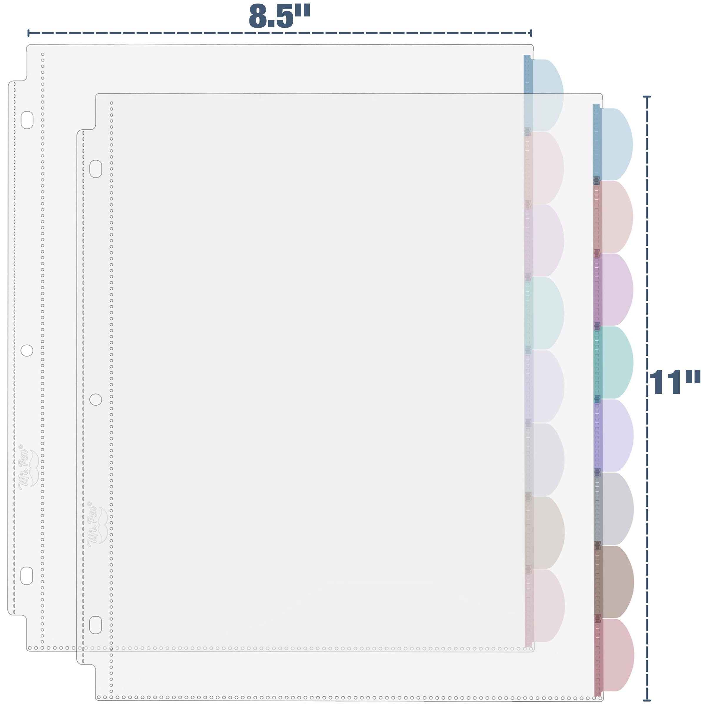 Mr. Pen- Clear Sheet Protectors with Binder Tabs, 8 Tabs, 2 Sets, Clear Binder Sheet Protectors, Clear Plastic Dividers for 3 Ring Binder, Insertable Index Page Divider Multicolor Tabs