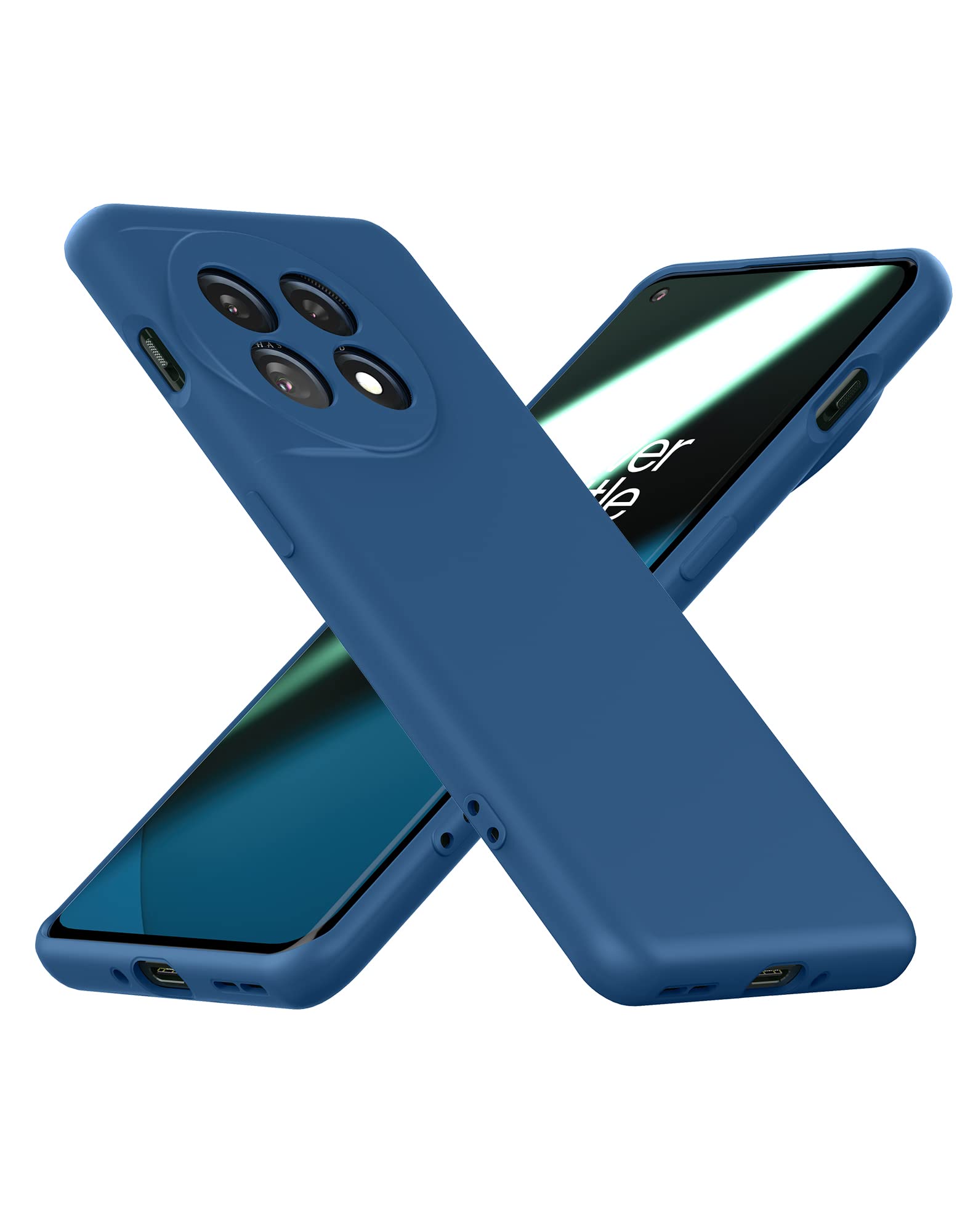 Foluu Silicone Case for OnePlus 11, Liquid Gel Rubber Bumper Case with Soft Microfiber Lining Cushion Slim Hard Shell Shockproof Protective Cover for OnePlus 11 5G 2023 (Blue)