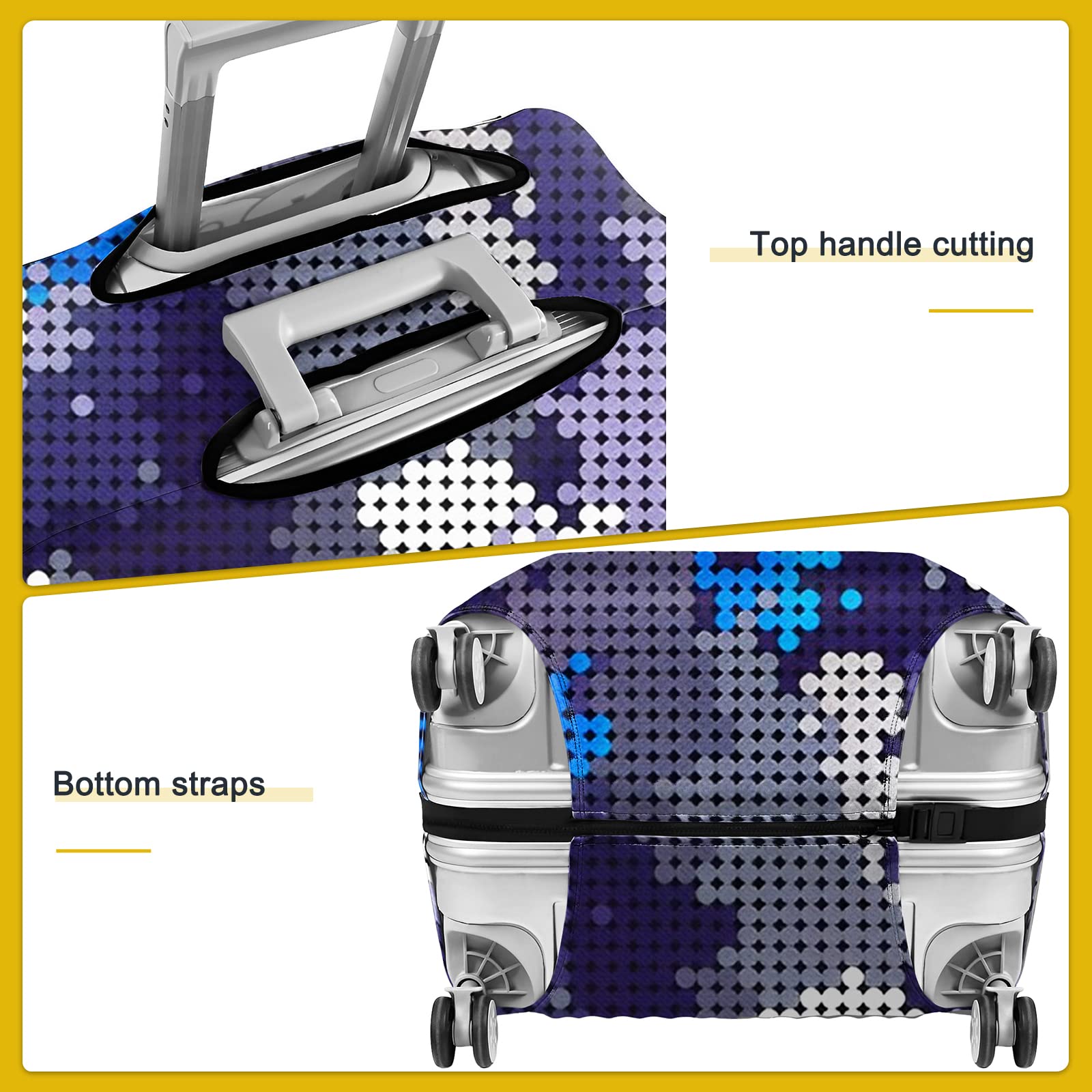 Feybaul 20/24/28/30 Inch PVC Luggage Protector Covers for TSA Approved 3 PCS Clear Suitcase Cover Protector Transparent Luggage Protective Cover Set (Map, Suitable for 19"-20")