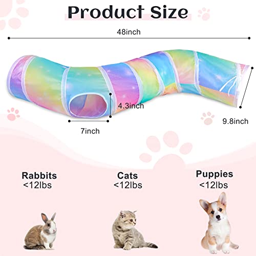 pickyNproud Cat Tunnel, S-Shape Cat Tunnels for Indoor Cats Foldable Cat Toys Cute Cat Tube with Mouse Toy Pet Cat Stuff
