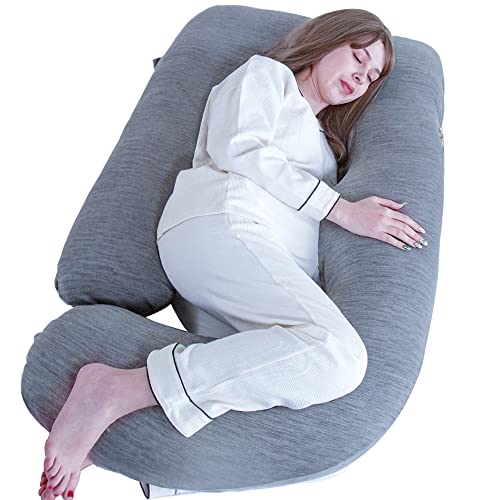 AMCATON 60 Inch Pregnancy Pillow for Sleeping, Extra Large U Shaped Body Pillow, Maternity Pillow for Pregnant Women (Light Grey)