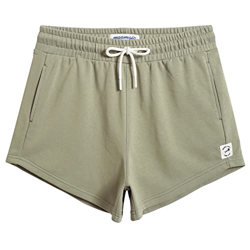 maamgic Sweat Shorts Women Casual Drawstring Cotton Shorts Comfy Elastic Waist Gym Athletic Running Workout Shorts for Women Gray Green