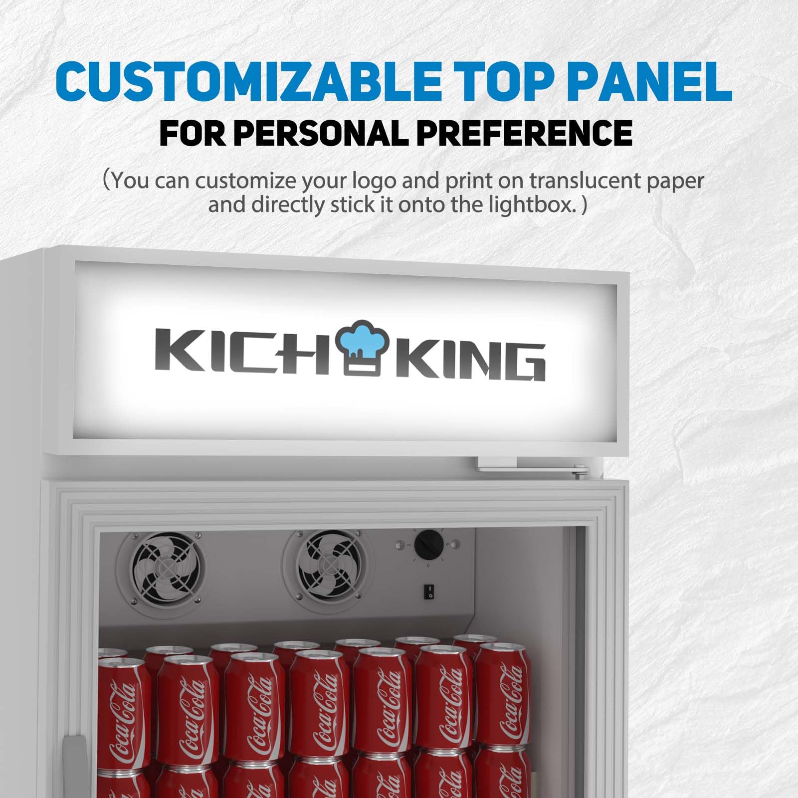 KICHKING 8.0 Cu.ft Merchandiser Refrigerator, 35~46?, 21.7" W Glass Door Upright Display Refrigerator, Light Box Beverage Cooler, LED Lighting, Drink Fridge-Silver, for Home Restaurant Grocery Stores