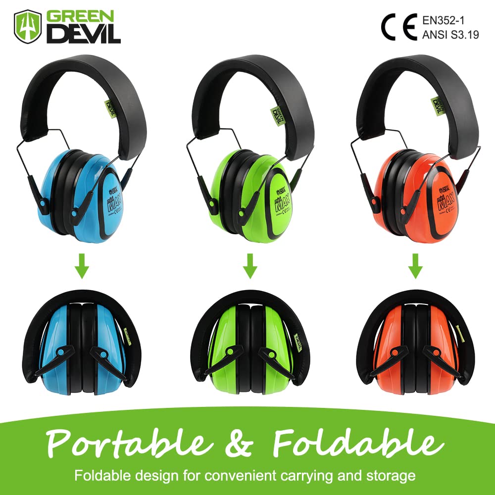 GREEN DEVIL 3 Pack Kids Ear Protection Ear Muffs 27dB Noise Cancelling Hearing Protection Headphones For Toddlers To Teens