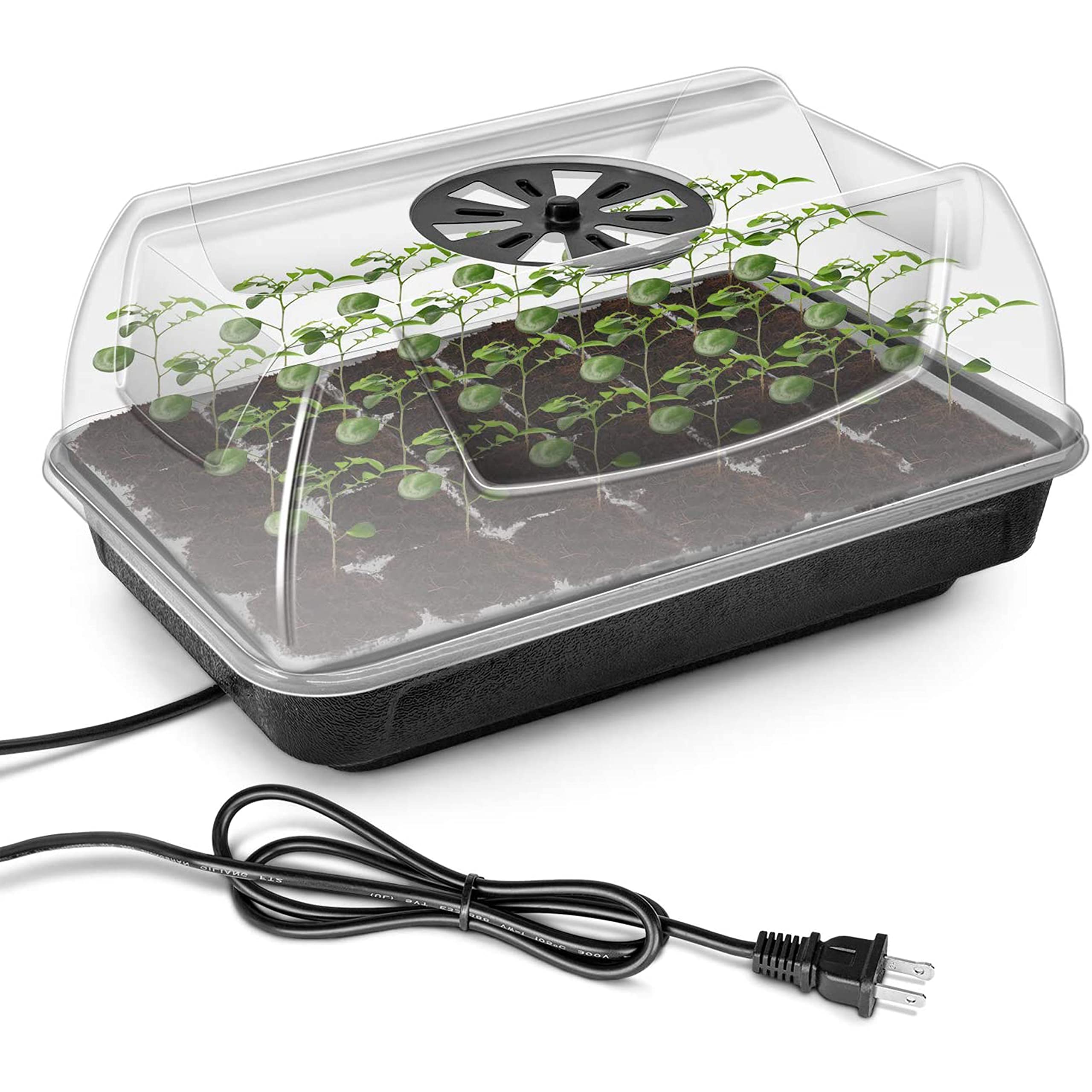 iPower Seed Tray Kits with Heater Garden Propagator Set Seed Starter Tray with Vented Humidity Dome, 15.1" x 9.5", 24 Cell