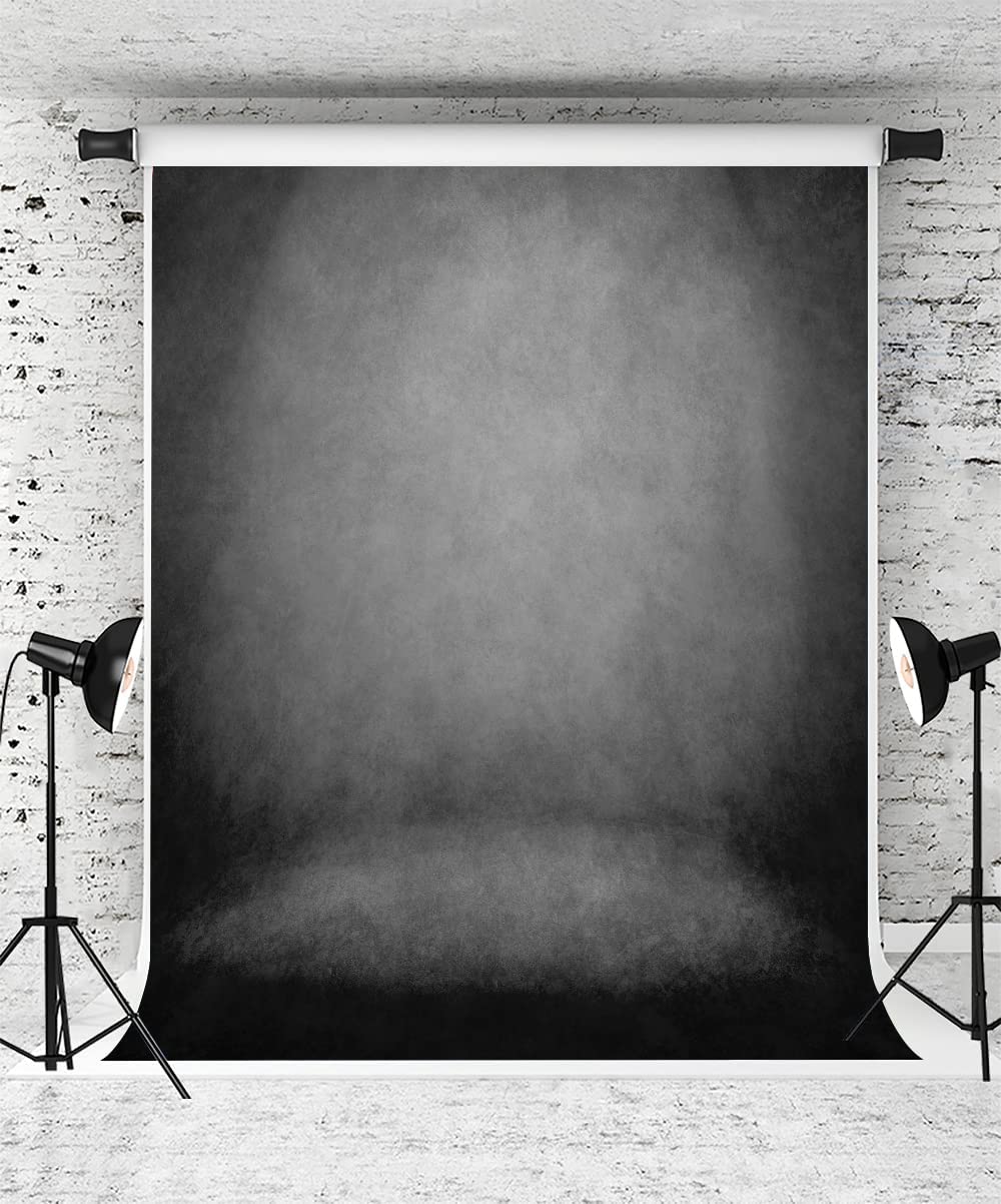 BINQOO 5x7ft Abstract Portrait Black Gray Photography Backdrop Professional Head Shots Adults Kids Girls Solid Color Backdrop School Student Old Master Photo Studio Props