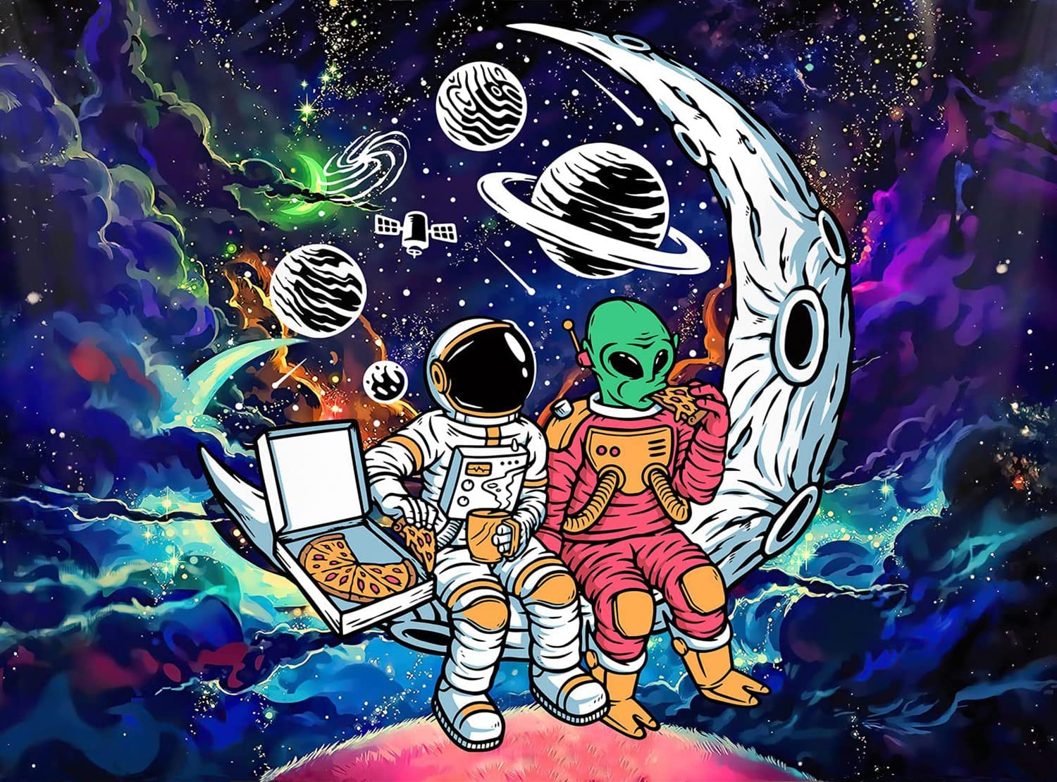 GemZono DIY Diamond Art for Adults Kids, Space Diamond Painting Kit, 5D DIY Astronaut and Alien Diamond Painting Picture Craft for Home Wall Decor (16X12 inch/ 40X30cm)