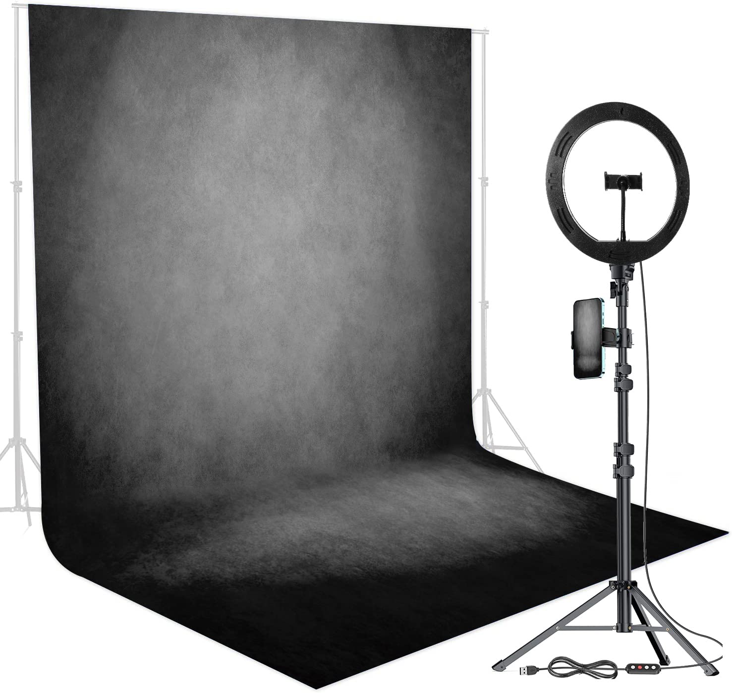 BINQOO 5x7ft Abstract Portrait Black Gray Photography Backdrop Professional Head Shots Adults Kids Girls Solid Color Backdrop School Student Old Master Photo Studio Props
