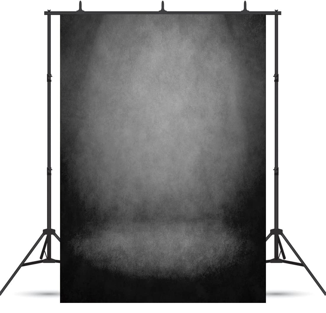 BINQOO 5x7ft Abstract Portrait Black Gray Photography Backdrop Professional Head Shots Adults Kids Girls Solid Color Backdrop School Student Old Master Photo Studio Props