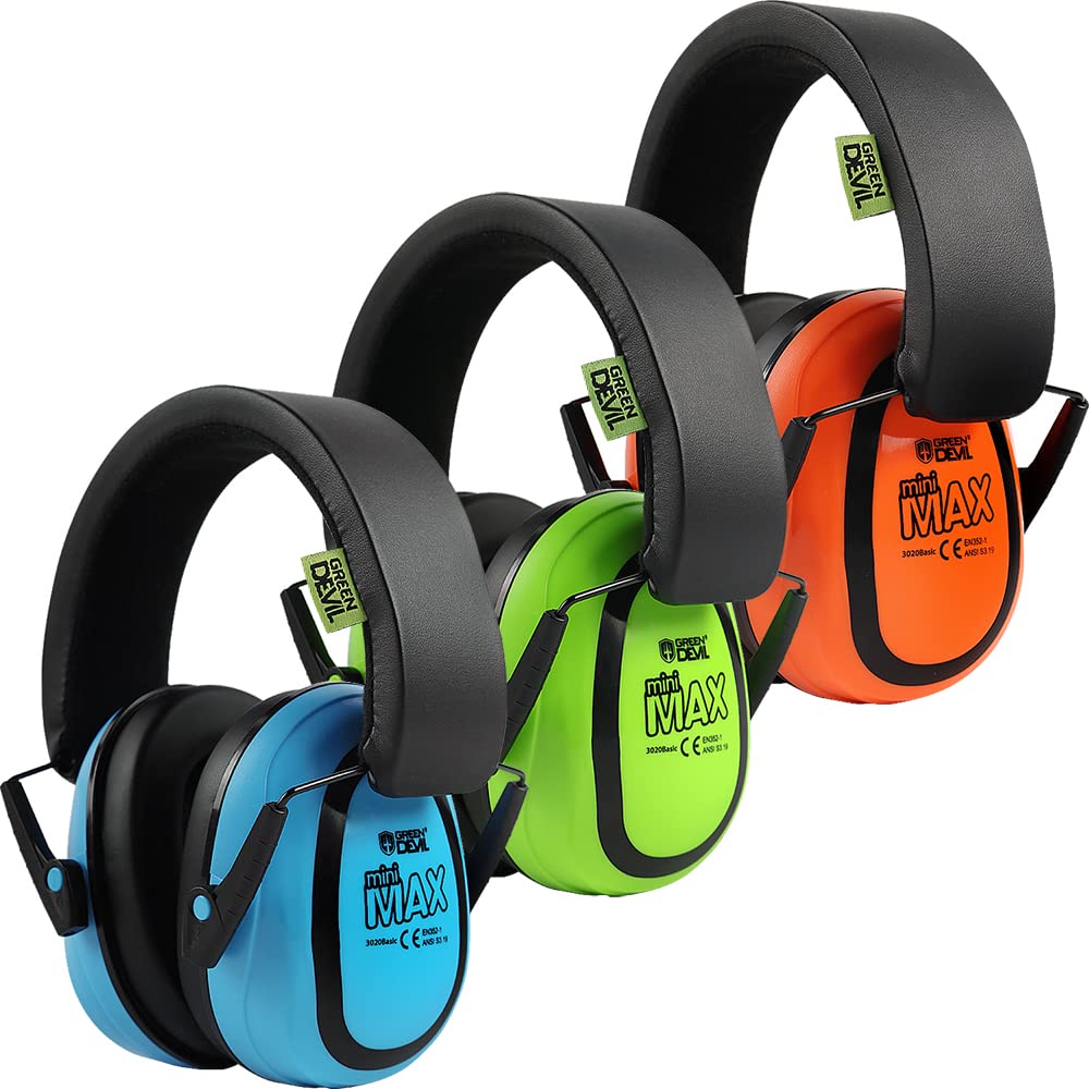 GREEN DEVIL 3 Pack Kids Ear Protection Ear Muffs 27dB Noise Cancelling Hearing Protection Headphones For Toddlers To Teens