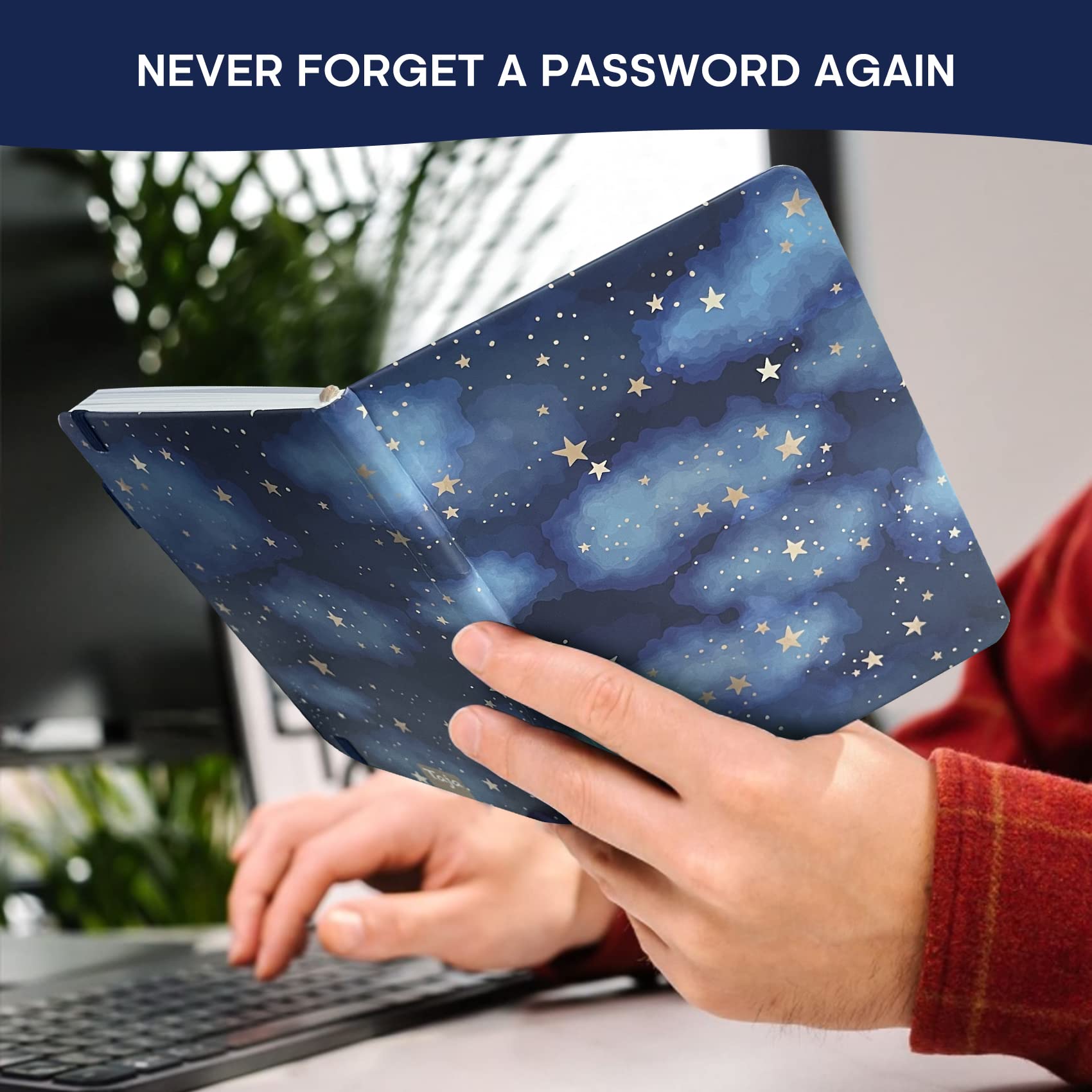 Taja Password Keeper Book with Alphabetical Tabs,Small Password Books for Seniors, Password Notebook for Internet Website Address Log in Detail, Password Logbook to Help You Stay Organized - Star