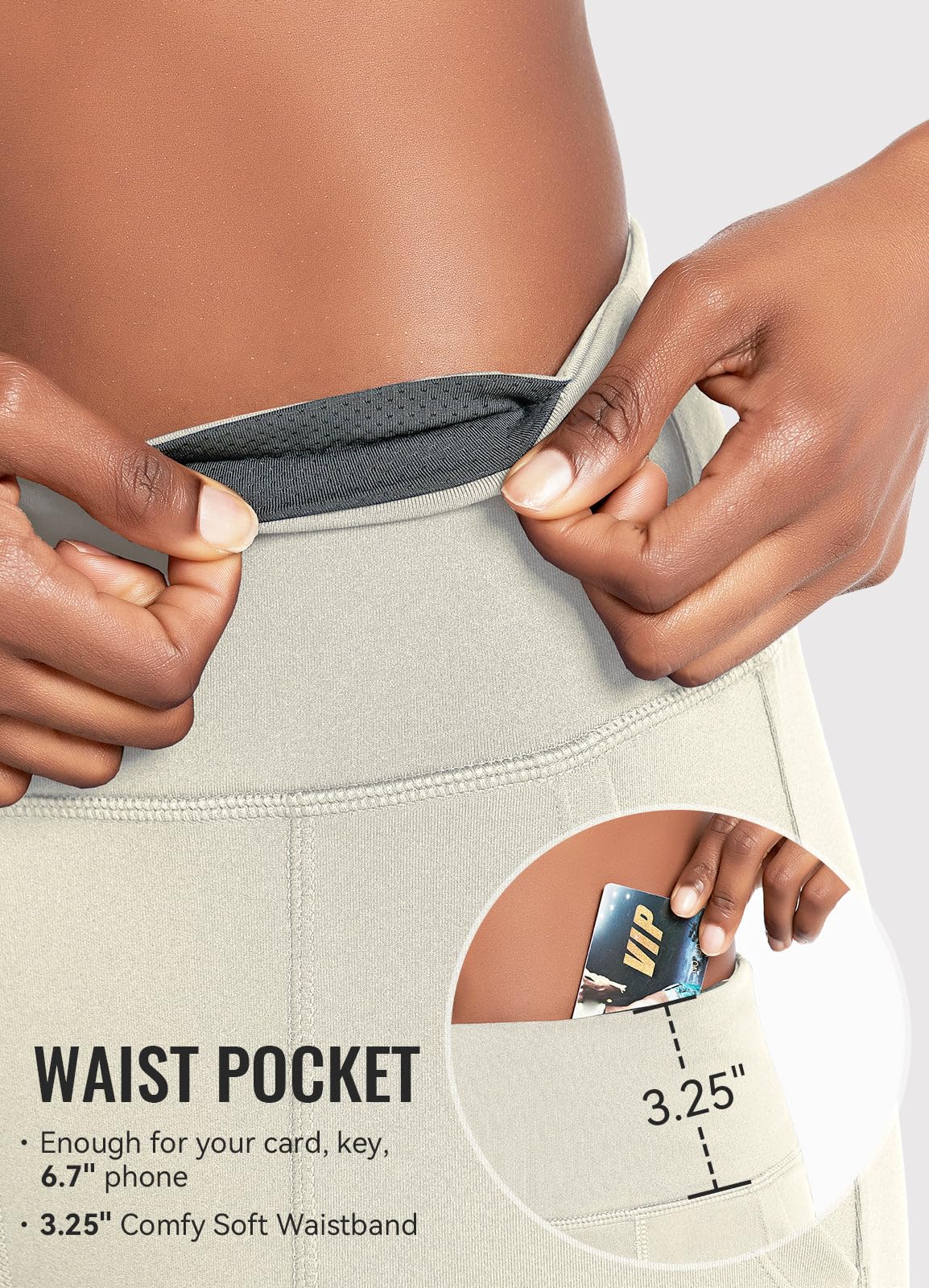 BALEAF Women's 7" Athletic Long Shorts High Waisted Running Bermuda Shorts with Pockets Khaki Medium