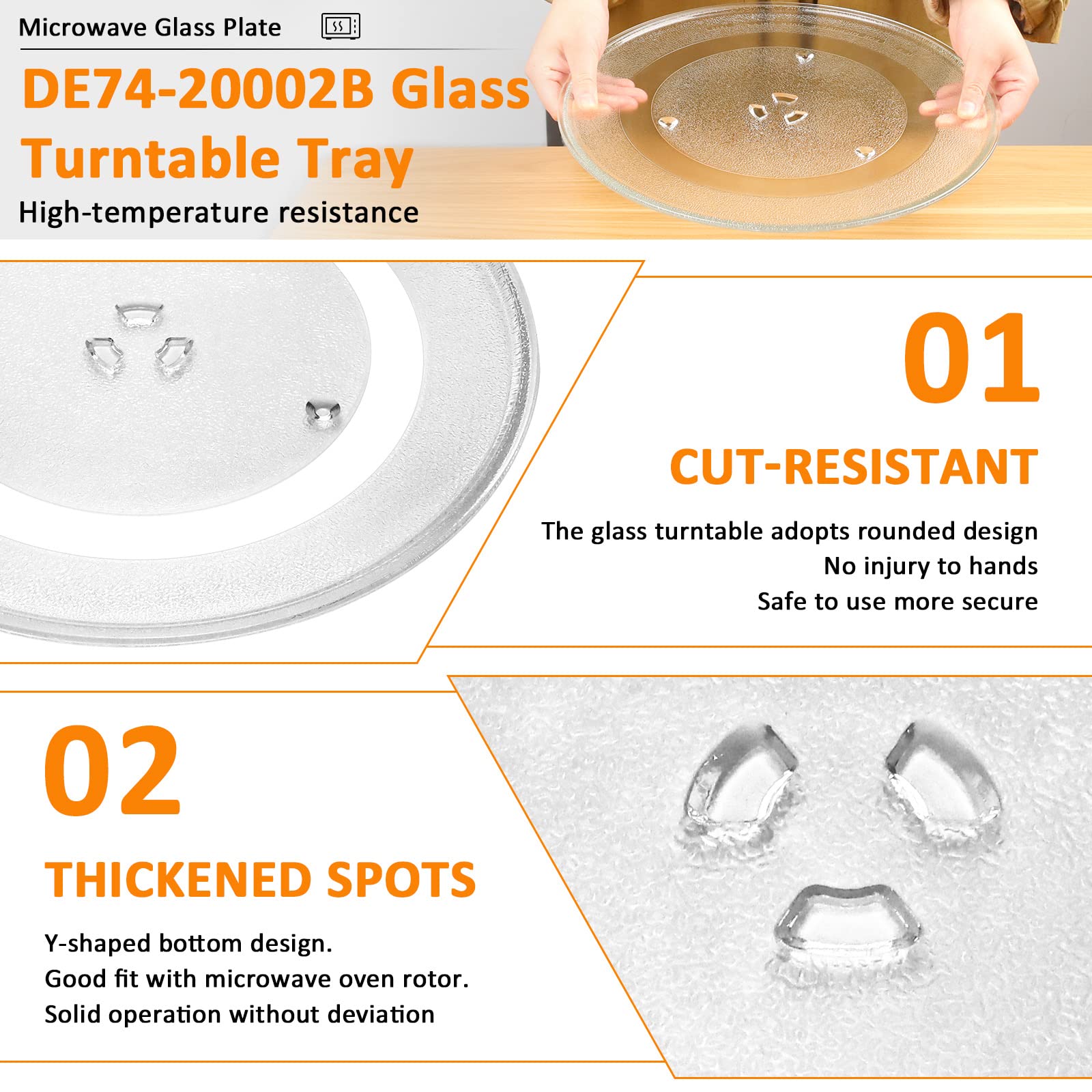 14 1/8 Inch Microwave Glass Plate Replacement Compatible with G.E Sam.sung Microwave Replace DE74-20002B WB49X10063 DE74-20002A DE74-20002D WB39X10038 WB49X10096