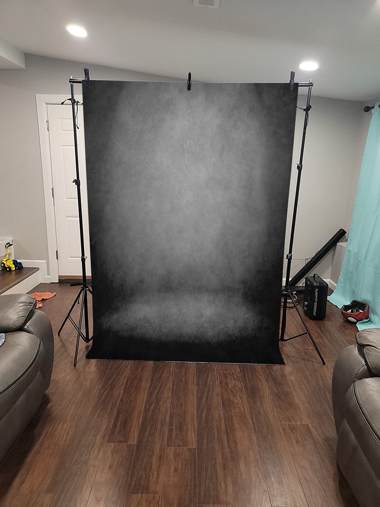 BINQOO 5x7ft Abstract Portrait Black Gray Photography Backdrop Professional Head Shots Adults Kids Girls Solid Color Backdrop School Student Old Master Photo Studio Props