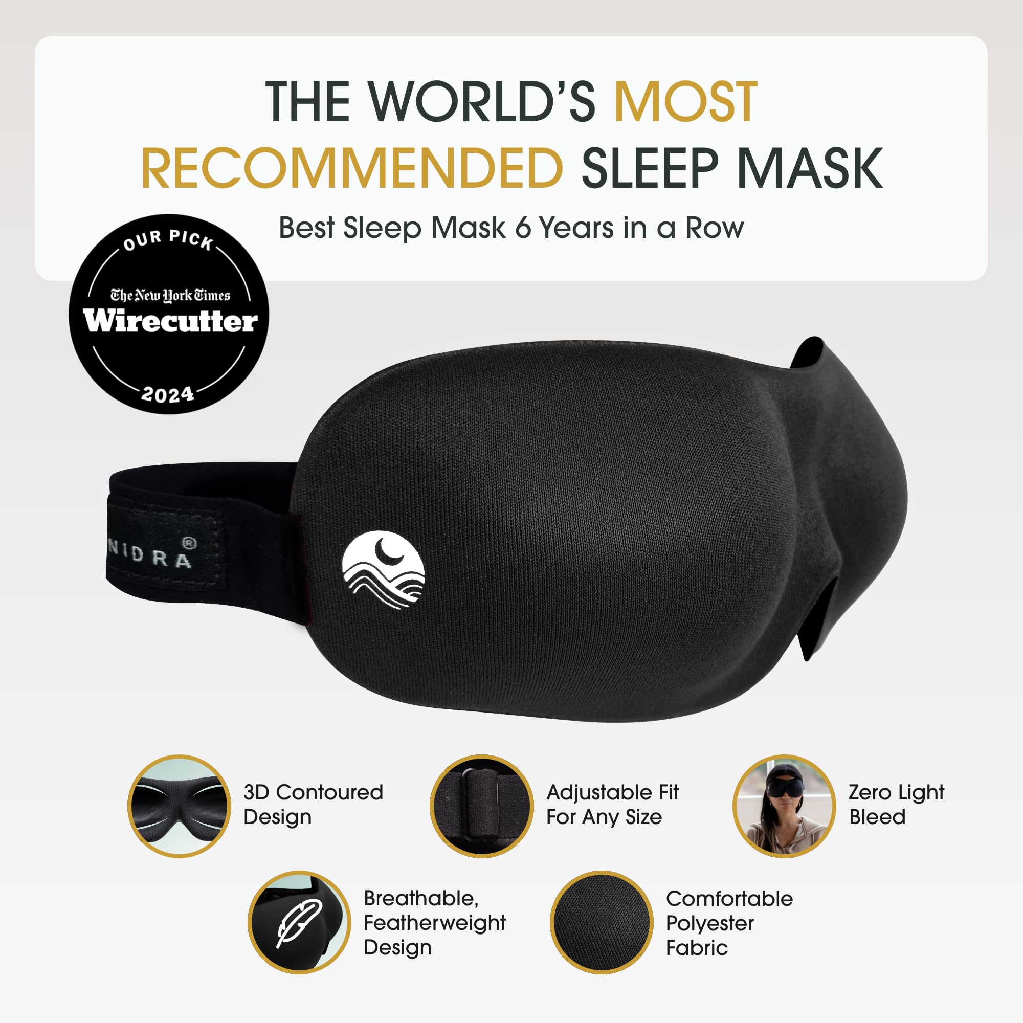 Nidra Sleep Mask for Men Women, Blue 3D Blackout Sleeping Mask, Contoured Eye Mask for Lash Extensions, Side Sleepers Eye Cover, Zero Eye Pressure, Travel Eye Shades, Night Blindfolded for Deep Sleep