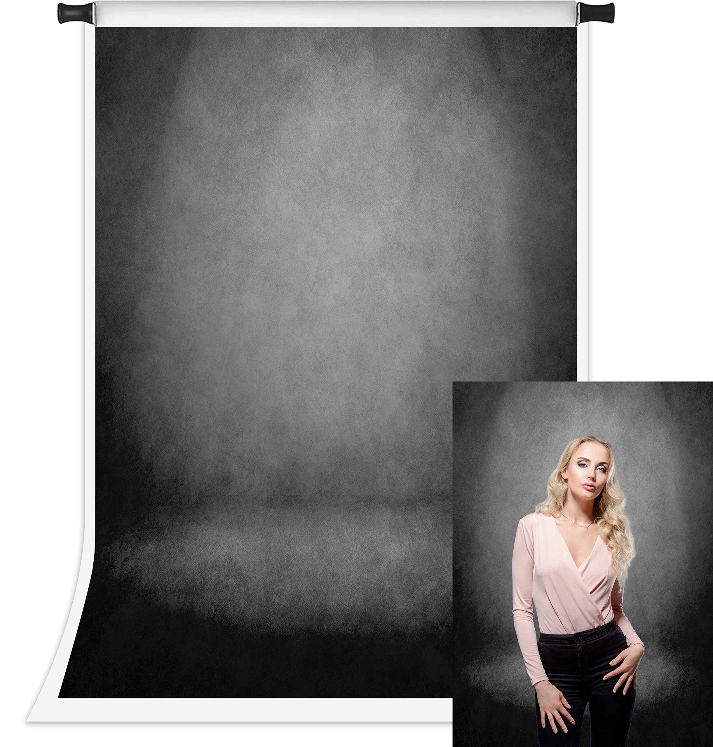 BINQOO 5x7ft Abstract Portrait Black Gray Photography Backdrop Professional Head Shots Adults Kids Girls Solid Color Backdrop School Student Old Master Photo Studio Props