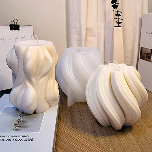 2 Pack Spiral Candle Mold Wave Candle Mold Pillar Candle Mold Wave Shape Sopa Mold 3D Flower Mold Silicone Mold for Resin Cake Mold Clay Soap Making Molds Candle Making Molds Craft Supplies