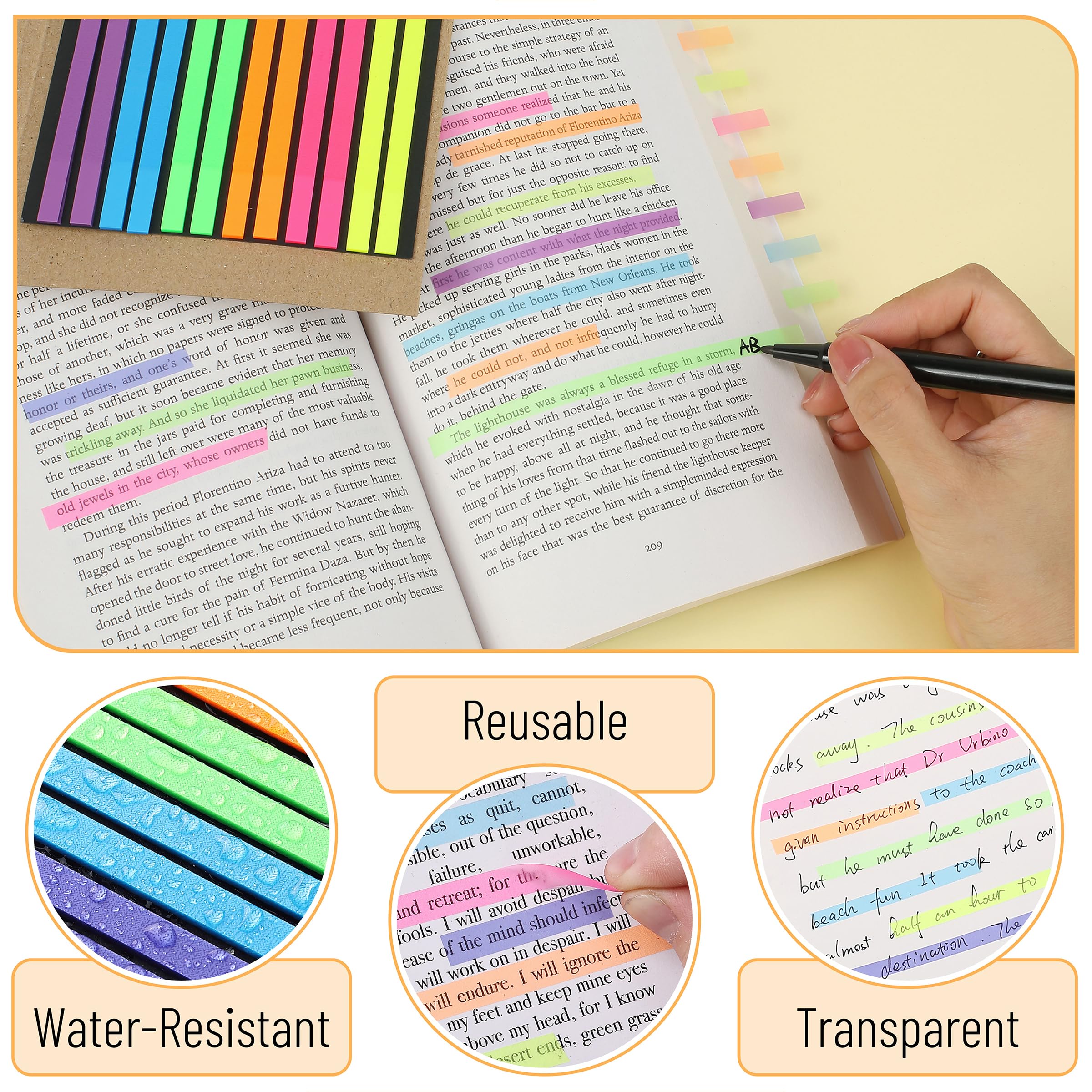 Mr. Pen- Bible Highlighter Tape and Note Set - 331pc Transparent Sticky Index Tabs with Book Highlighter Strips