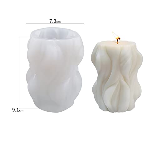 2 Pack Spiral Candle Mold Wave Candle Mold Pillar Candle Mold Wave Shape Sopa Mold 3D Flower Mold Silicone Mold for Resin Cake Mold Clay Soap Making Molds Candle Making Molds Craft Supplies