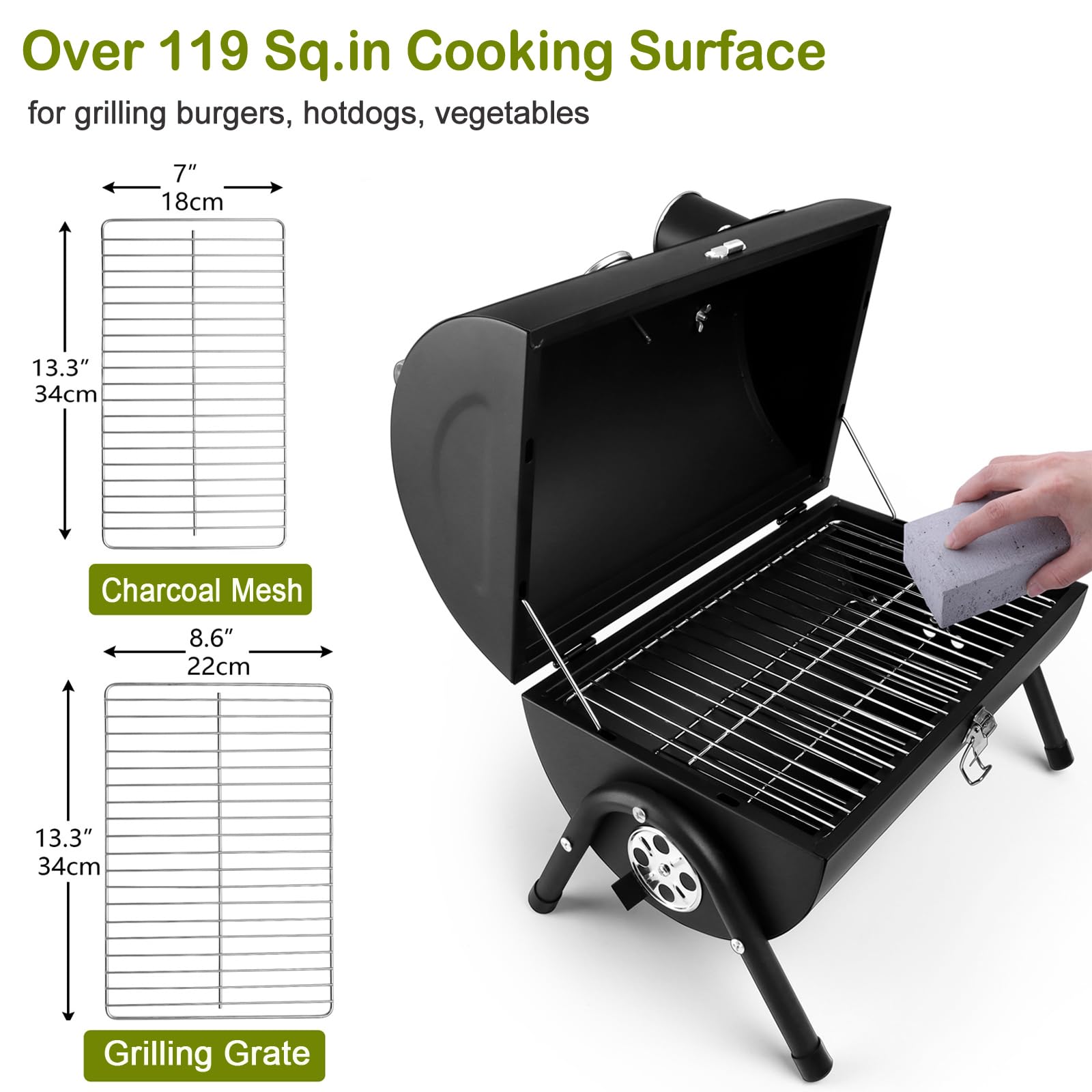 Portable Charcoal Grill Set of 12, Leonyo Tabletop Charcoal Grills, Compact Small BBQ Grill with Griddle Accessories for Outdoor Camping, Patio, Backyard, Beach, RV Traveling