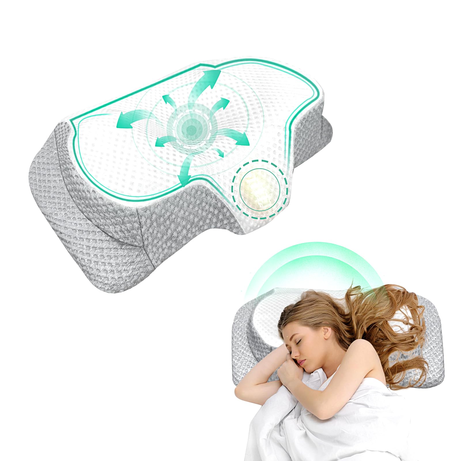 Iouyk Neck Pillows for Pain Relief Sleeping, Contoured Memory Foam Pillows, Ergonomic Orthopedic Neck Support Pillow for Side, Back and Stomach Sleepers with Breathable Washable Cover