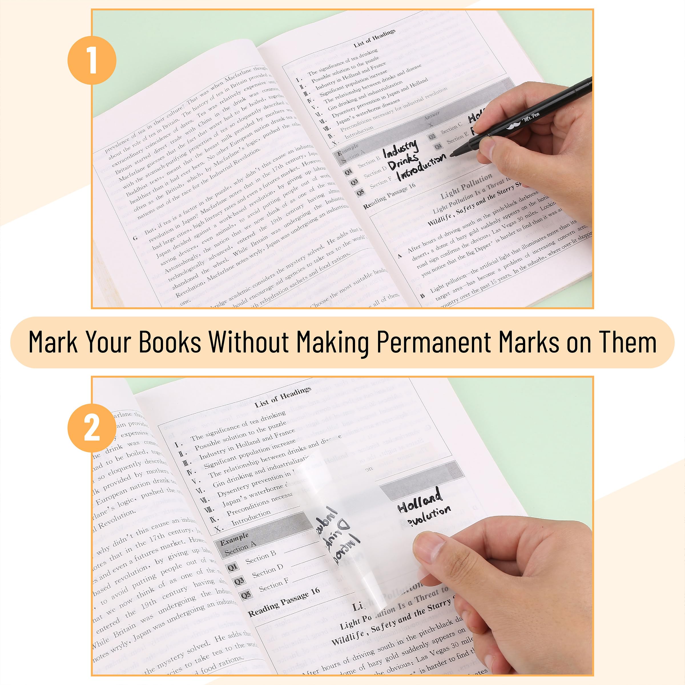 Mr. Pen- Bible Highlighter Tape and Note Set - 331pc Transparent Sticky Index Tabs with Book Highlighter Strips