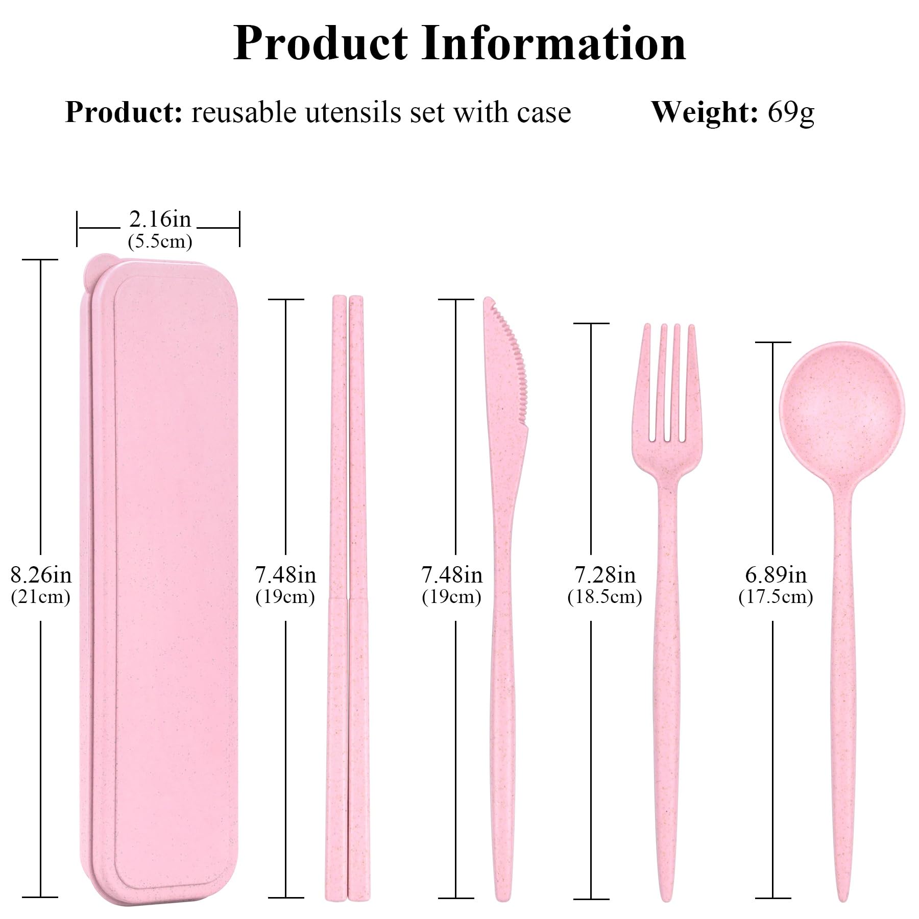 DISSKNIC 4 Sets Travel Utensils with Case, Cutlery Set Chopsticks Fork Spoon Knife with Case, Reusable Plastic Utensils Sets for Lunch Box Accessories,Portable Lunch Box Utensils Set for Daily Use