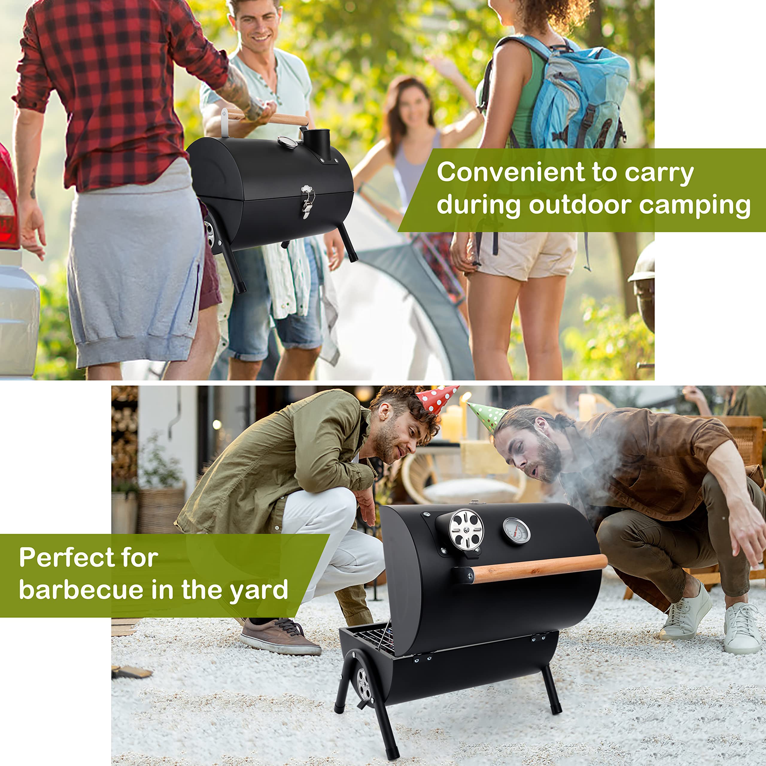 Portable Charcoal Grill Set of 12, Leonyo Tabletop Charcoal Grills, Compact Small BBQ Grill with Griddle Accessories for Outdoor Camping, Patio, Backyard, Beach, RV Traveling