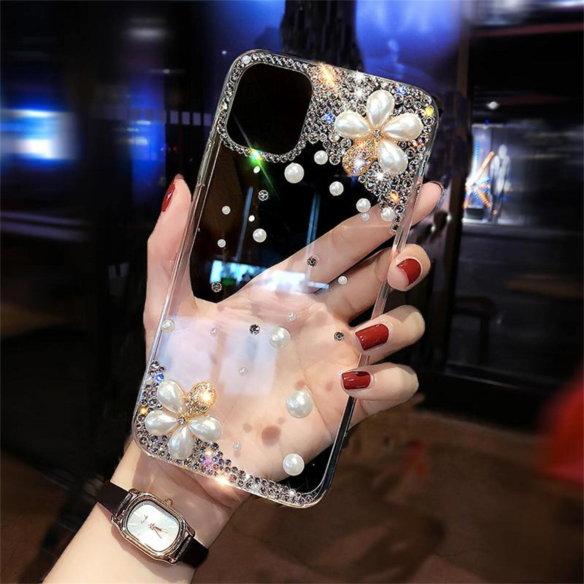 Threesee for Galaxy S9 Plus Crystal Rhinestone Case,Luxury Bling Glitter Cover Shiny Diamond Women Girls Kids Floristic Phone Case for Samsung Galaxy S9 Plus