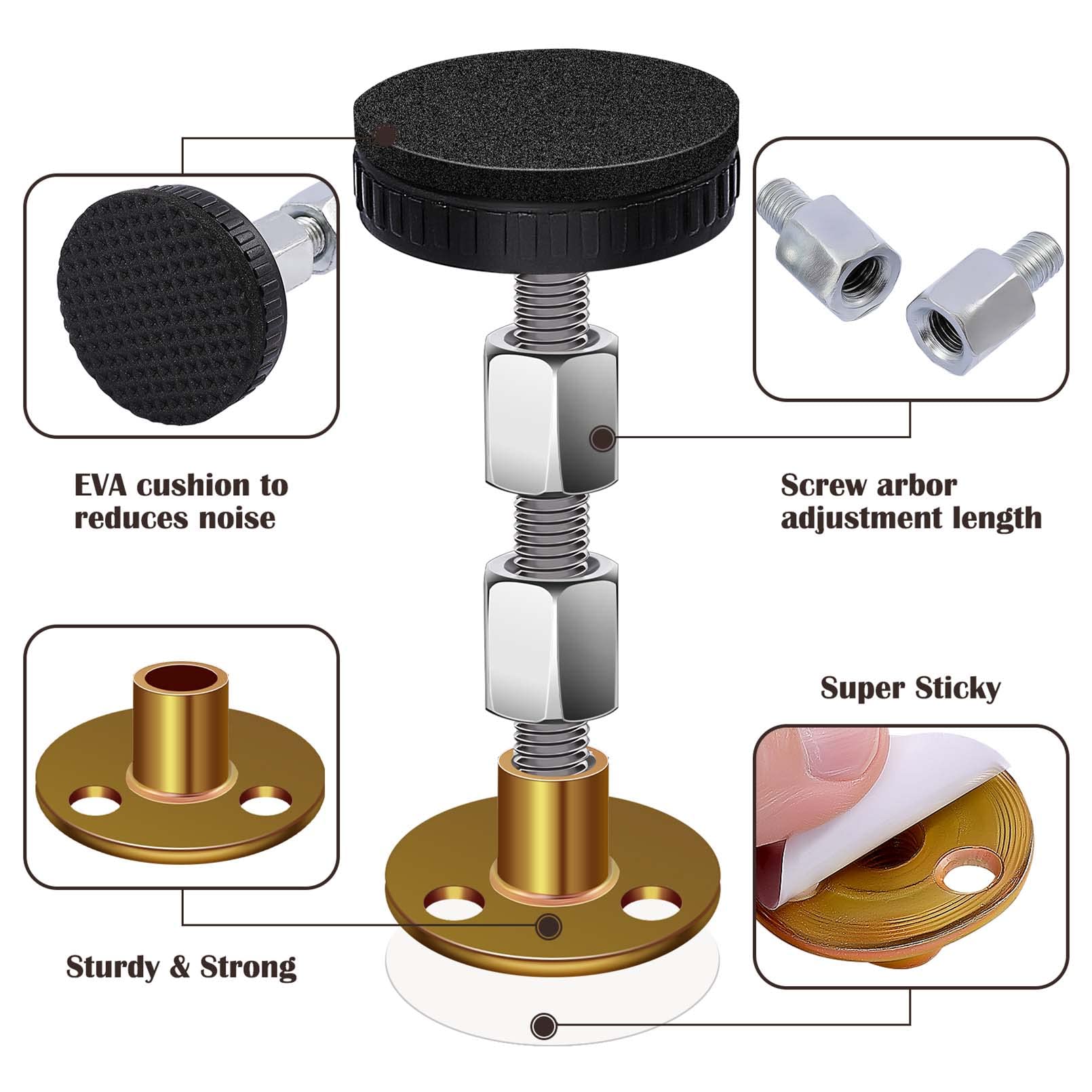 CACASO 4PCS Headboard Stoppers for Wall,Adjustable Threaded Bed Frame Anti-Shake Tool,Prevent Loosening Anti-Shake Bedside Fixer,Telescopic Support Stabilizer Headboard Stabilizer for Bed,Room Wall