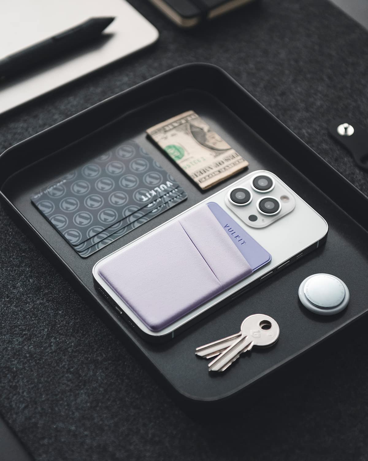 VULKIT Phone Card Holder Slim Elastic Adhesive Phone Wallet Credit Card Sleeves Sticker for Back of Smartphone(Lilac)