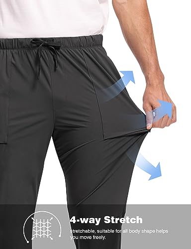 Rdruko Men's Workout Joggers Dry Fit Windbreaker Running Pants Men Lightweight Sweatpants Gym Active Track Pants(Dark Gray, US M)