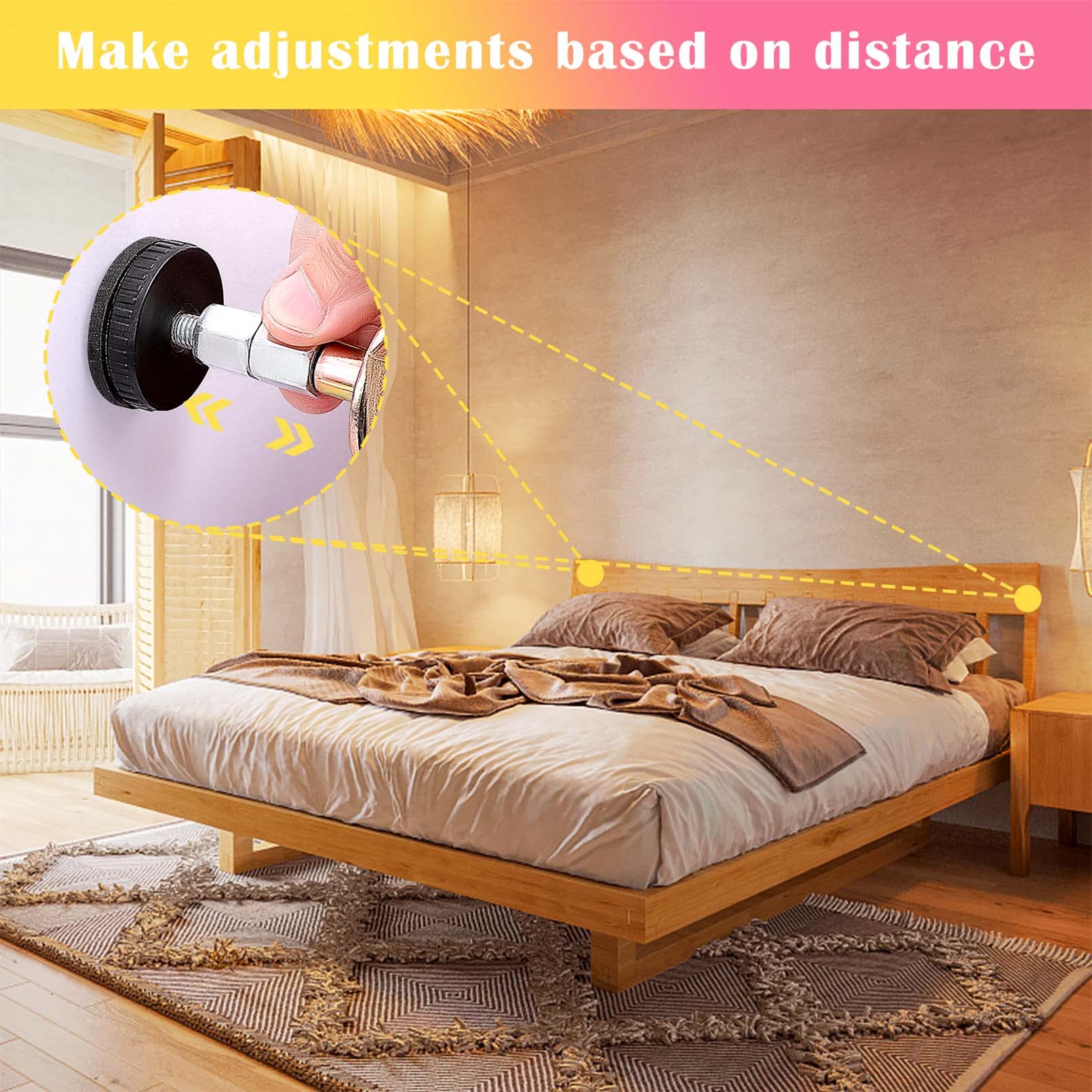 CACASO 4PCS Headboard Stoppers for Wall,Adjustable Threaded Bed Frame Anti-Shake Tool,Prevent Loosening Anti-Shake Bedside Fixer,Telescopic Support Stabilizer Headboard Stabilizer for Bed,Room Wall