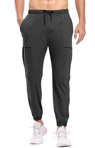 Rdruko Men's Workout Joggers Dry Fit Windbreaker Running Pants Men Lightweight Sweatpants Gym Active Track Pants(Dark Gray, US M)