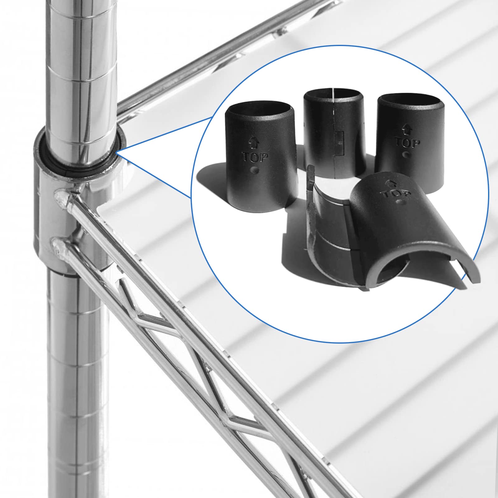 Wire Shelf Clips - 28 Pack Plastic Metal Shelf Clips, 1 Inch Wire Shelf Clips for 1" Post, Black Wire Shelving Clips- Shelving Sleeves Replacements for Wire Shelving System (14 Pairs)