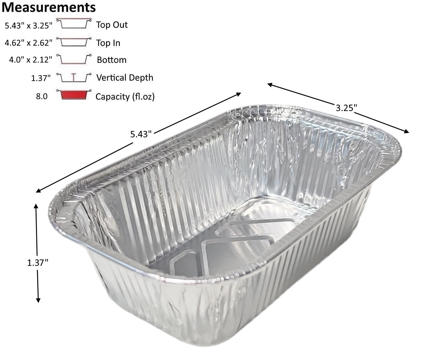 PACTOGO 8 oz. Aluminum Foil EXTRA-MINI Loaf Pans Small Disposable Miniature Bread Container – ½ Pound Baking Tin Liners, Perfect to Bake Cakes, Bread Loaves, and Meat - 5.4 x 3.25 x 1.3 (Pack of 10)