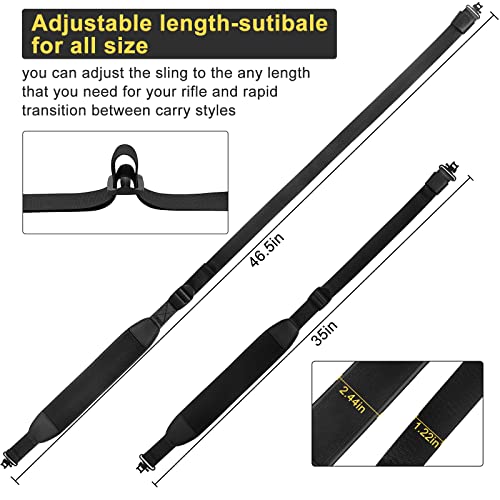 Rifle Sling, 2 Point Sling with 6.5mm Soft Neoprene Pad,(Newly Improved knob Snaps),Rifle Sling with Swivels(Hold up 300lb),Non-Slip Rifle Strap Hunting Rifle Sling for Outdoor Use