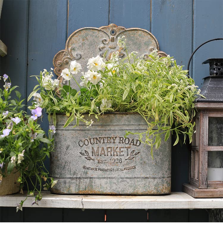 All Chic Metal Wall Planter Wall Mount Planter Wall Metal Hanging Planter Wall Vases for Flowers Planters for Outdoor Plants for Farmhouse Wall Decor (Rustic)