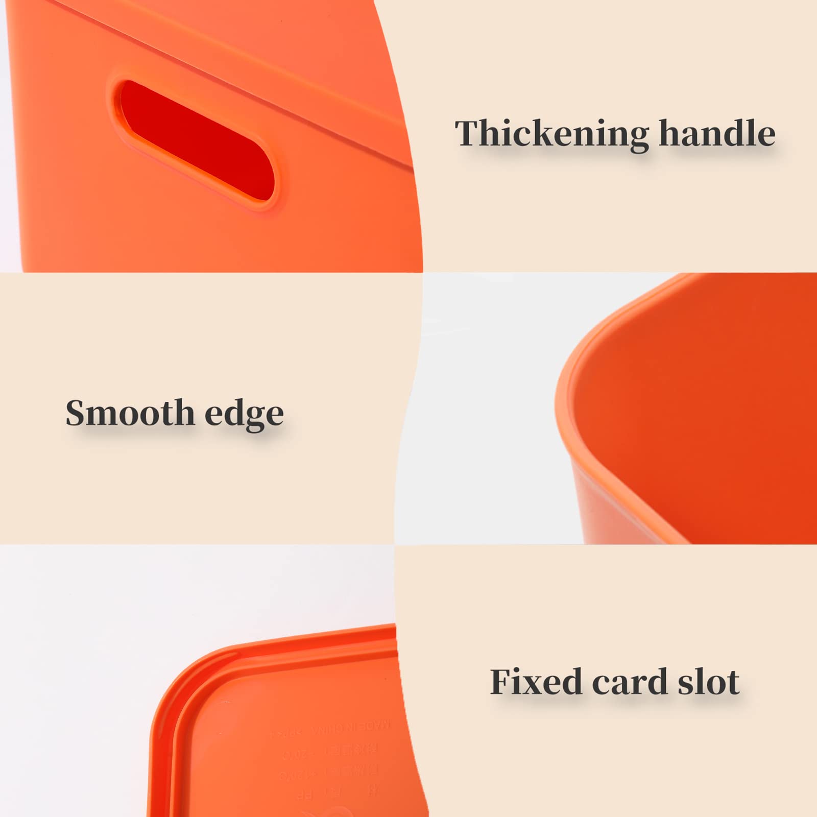 Yishyfier Plastic Storage Baskets With Lid Organizing Container Lidded Knit Storage Organizer Bins for Shelves Drawers Desktop Closet Playroom Classroom Office (4M+2S, Orange)